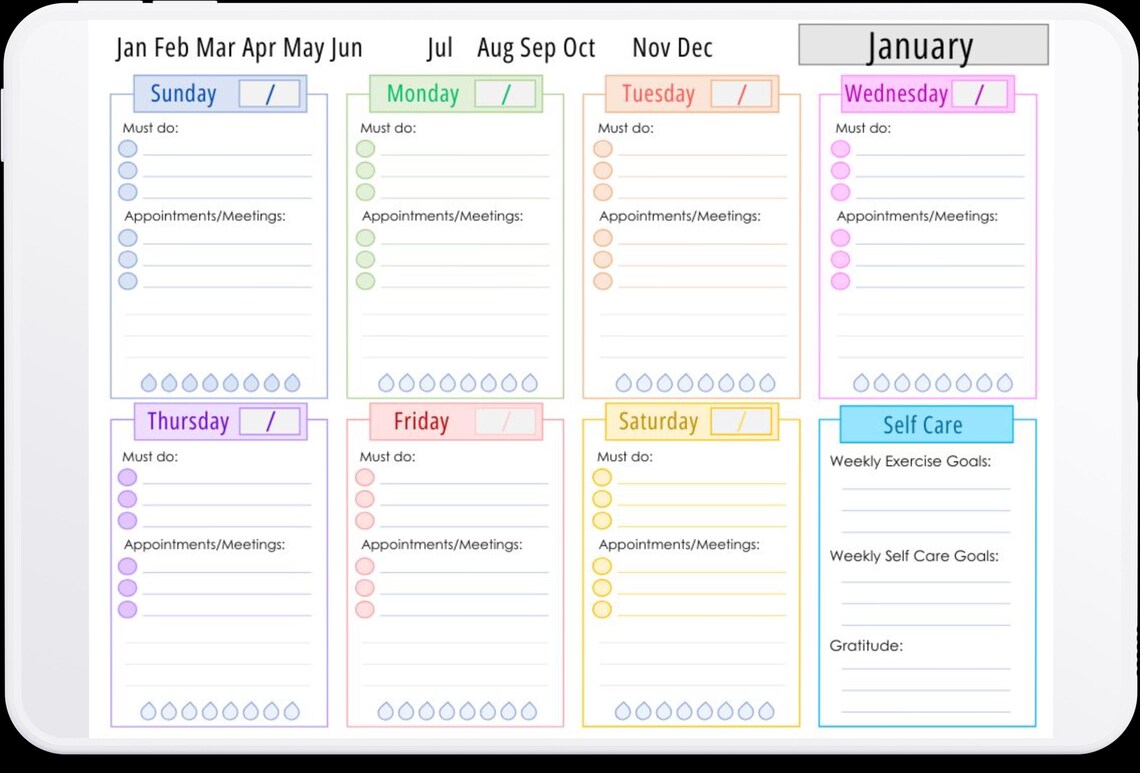 Weekly Planner Printable Landscape, Minimalist Weekly Schedule, Week at ...