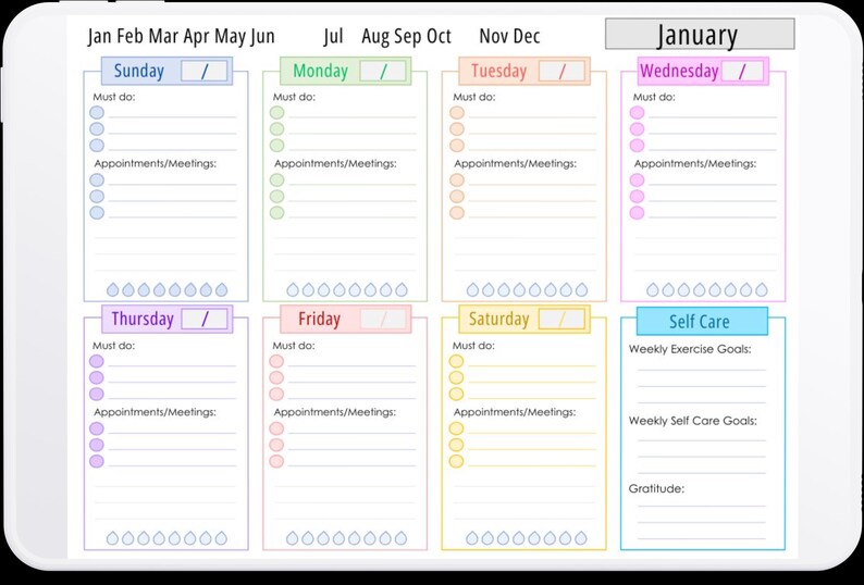 Weekly Planner Printable Landscape, Minimalist Weekly Schedule, Week at ...