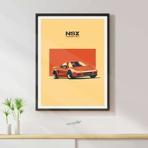 Honda Acura NSX JDM Vintage Car Poster, Wall Art Decor Print ...