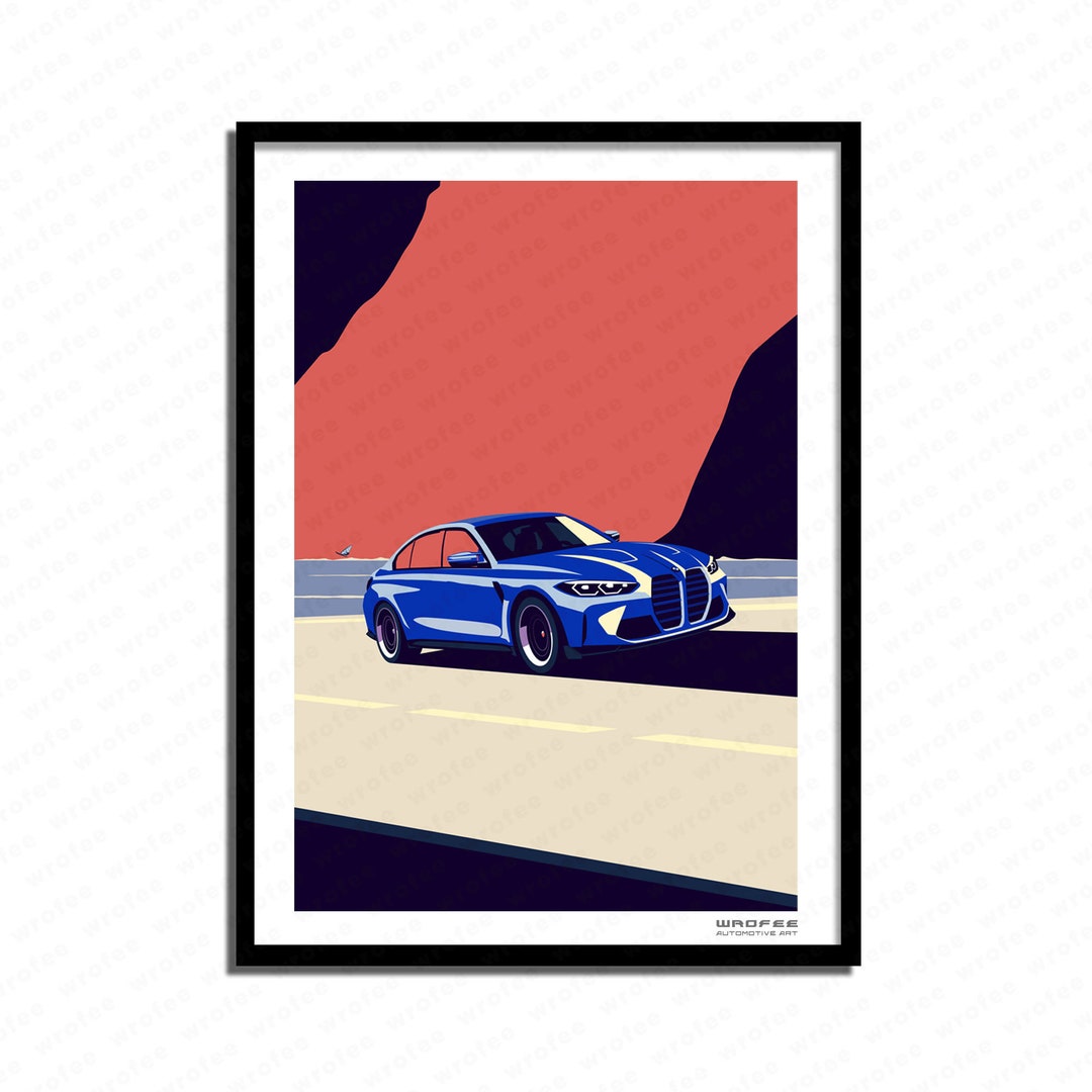 M3 G80 Sports Car Poster, Wall Art Decor Print, Handcrafted by Wrofee ...