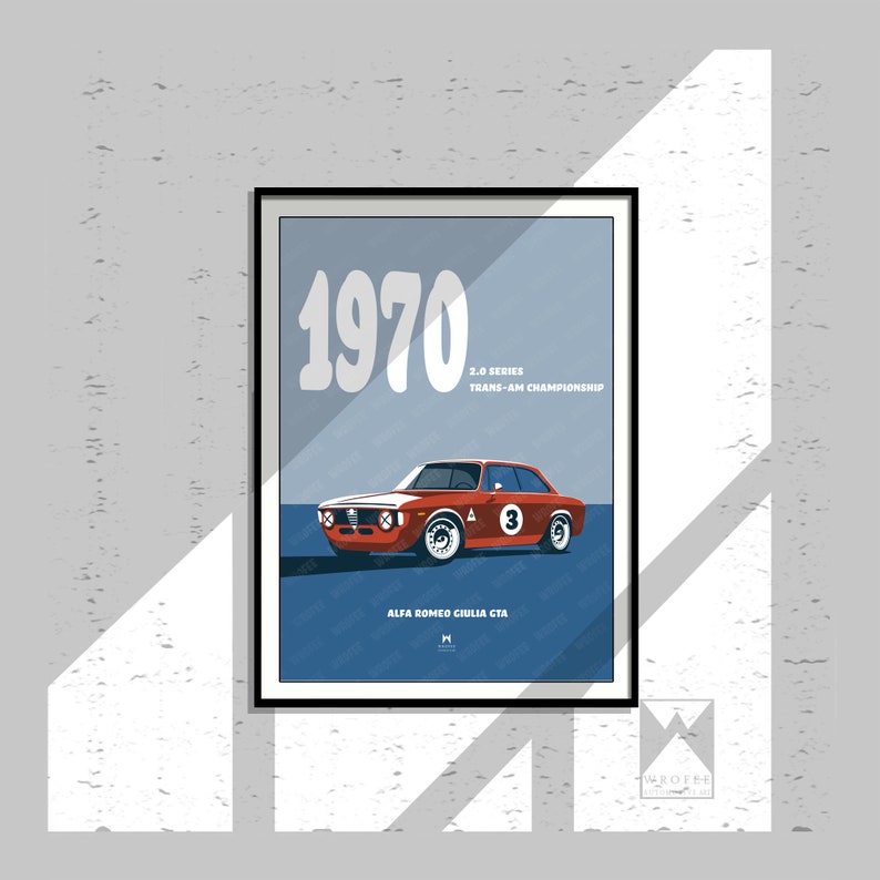 Alfa Romeo Giulia GTA Vintage Car Poster, Retro Racing Wall Art Decor ...