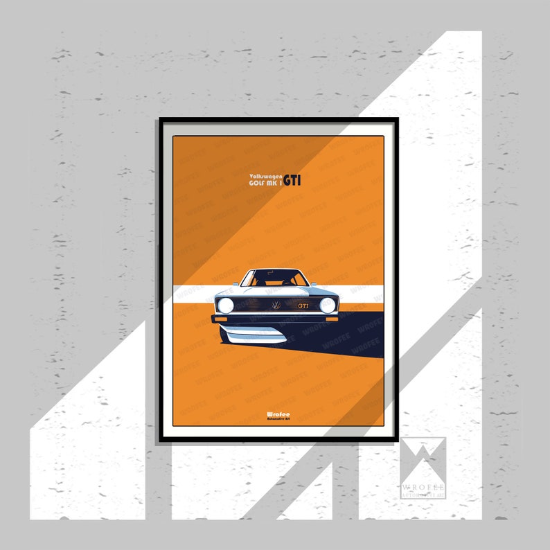 Golf MK1 GTI Poster, Car Wall Art, Car Wall Decor, Sports Car, Vintage ...