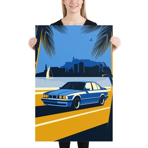 BMW M5 E34 Vintage Car Poster, Retro Car Print, Car Wall Decor, Car ...