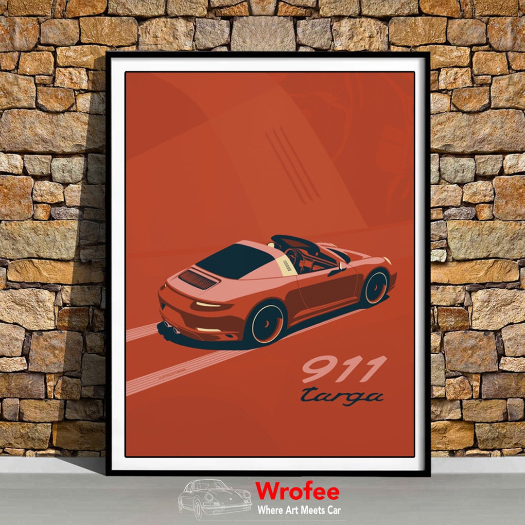 Porsche 911 Targa Car Poster, Car Print, Car Wall Decor, Vintage Cars ...
