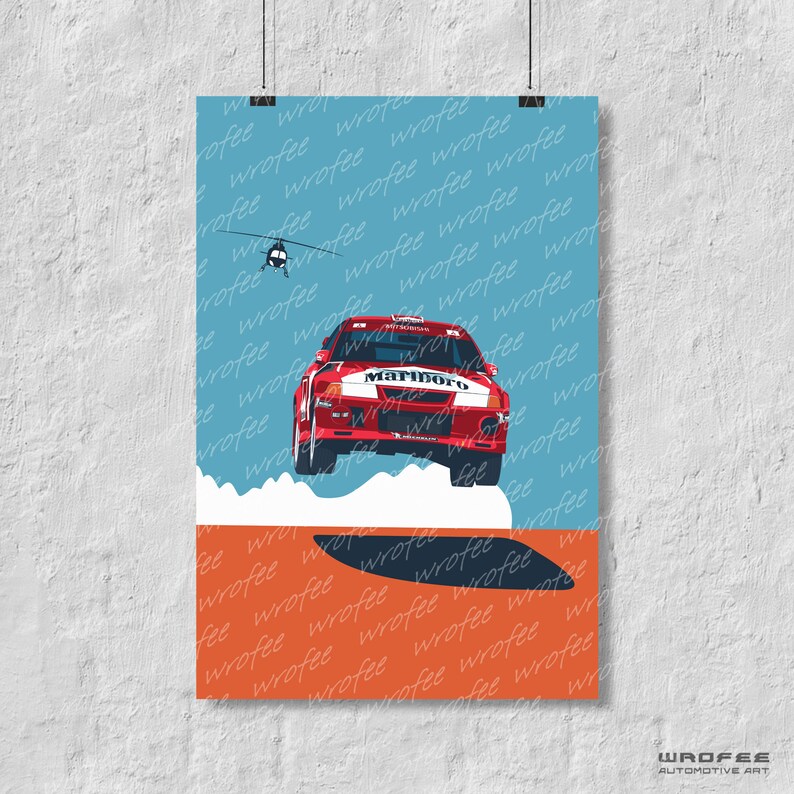 Lancer Evo 6 Vintage Rally Car Poster, Tommi Mäkinen's Car Wall Art ...