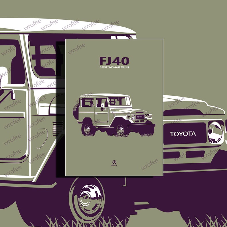 Land Cruiser FJ40 Vintage Suv Poster, Retro off Road Wall Art Decor ...