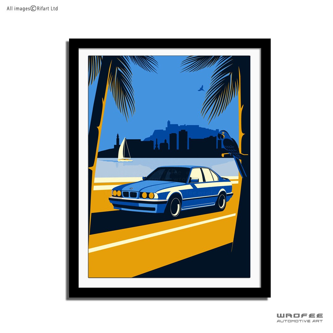 BMW M5 E34 Vintage Car Poster, Retro Car Print, Car Wall Decor, Car ...