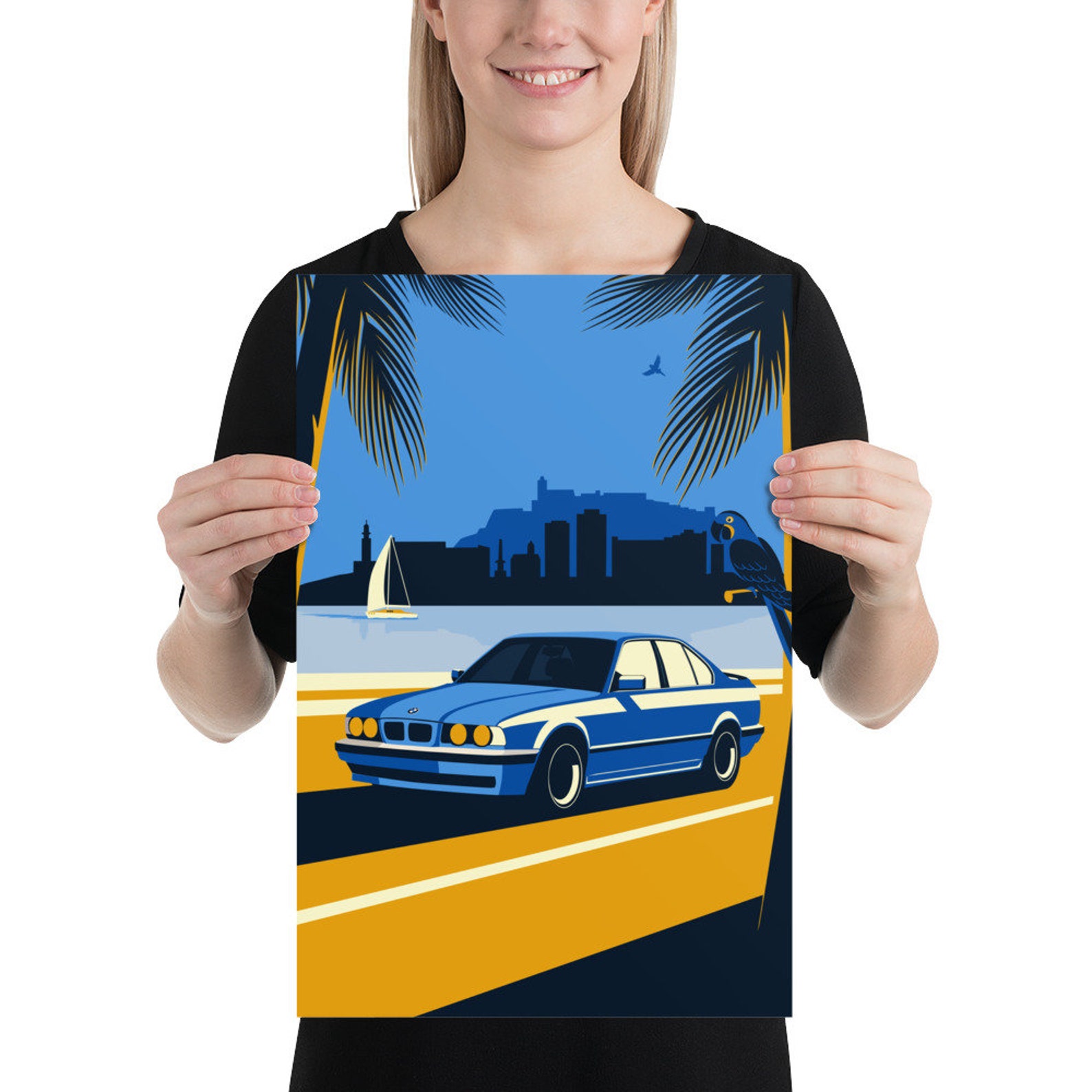 BMW M5 E34 Vintage Car Poster, Retro Car Print, Car Wall Decor, Car ...