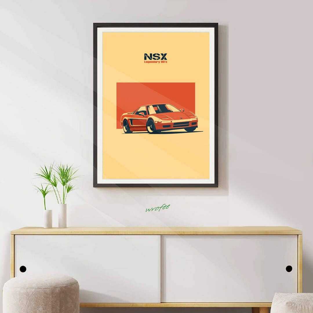Honda Acura NSX JDM Vintage Car Poster, Wall Art Decor Print ...