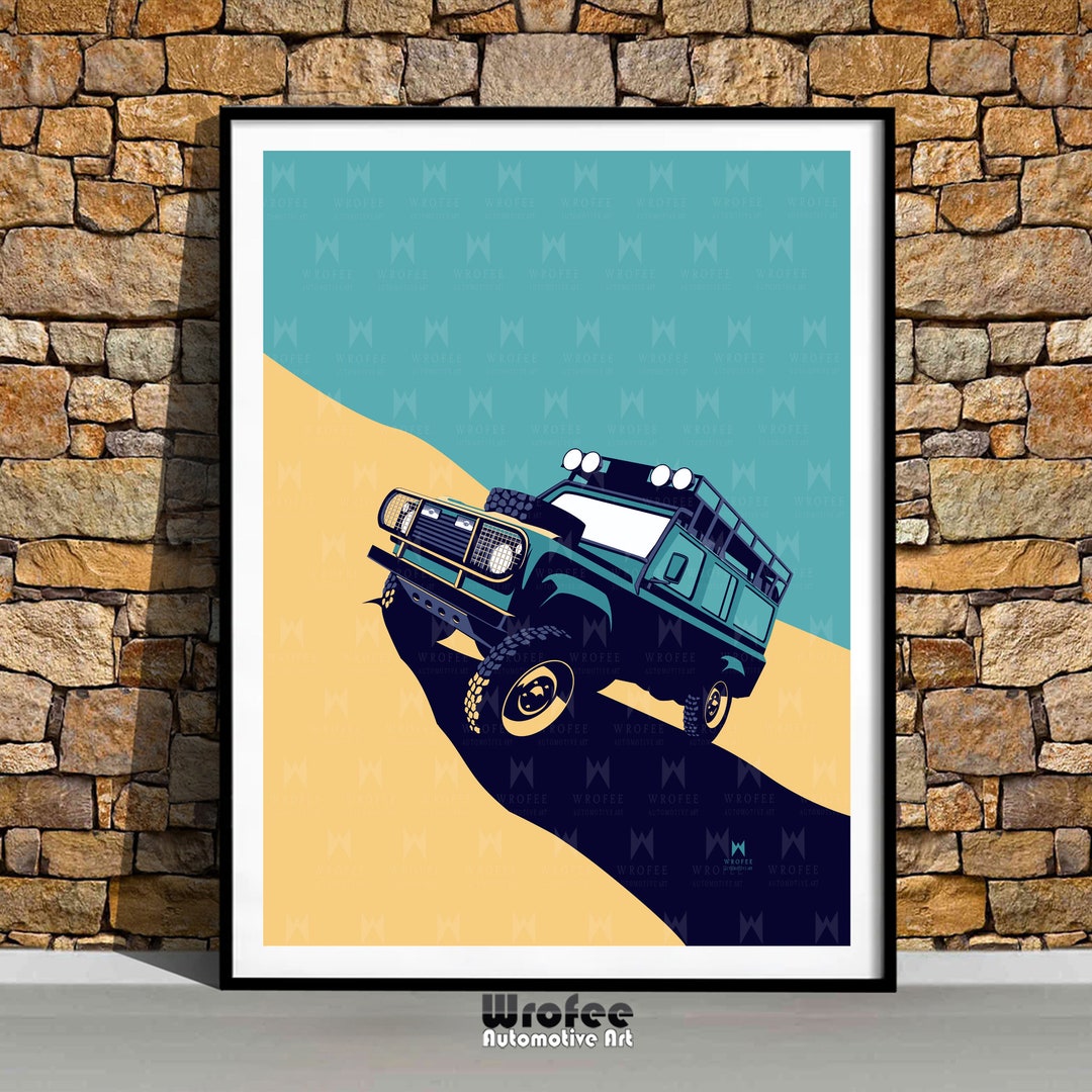Land Rover Defender 110 Camel Trophy Poster, Vintage SUV, Retro SUV ...