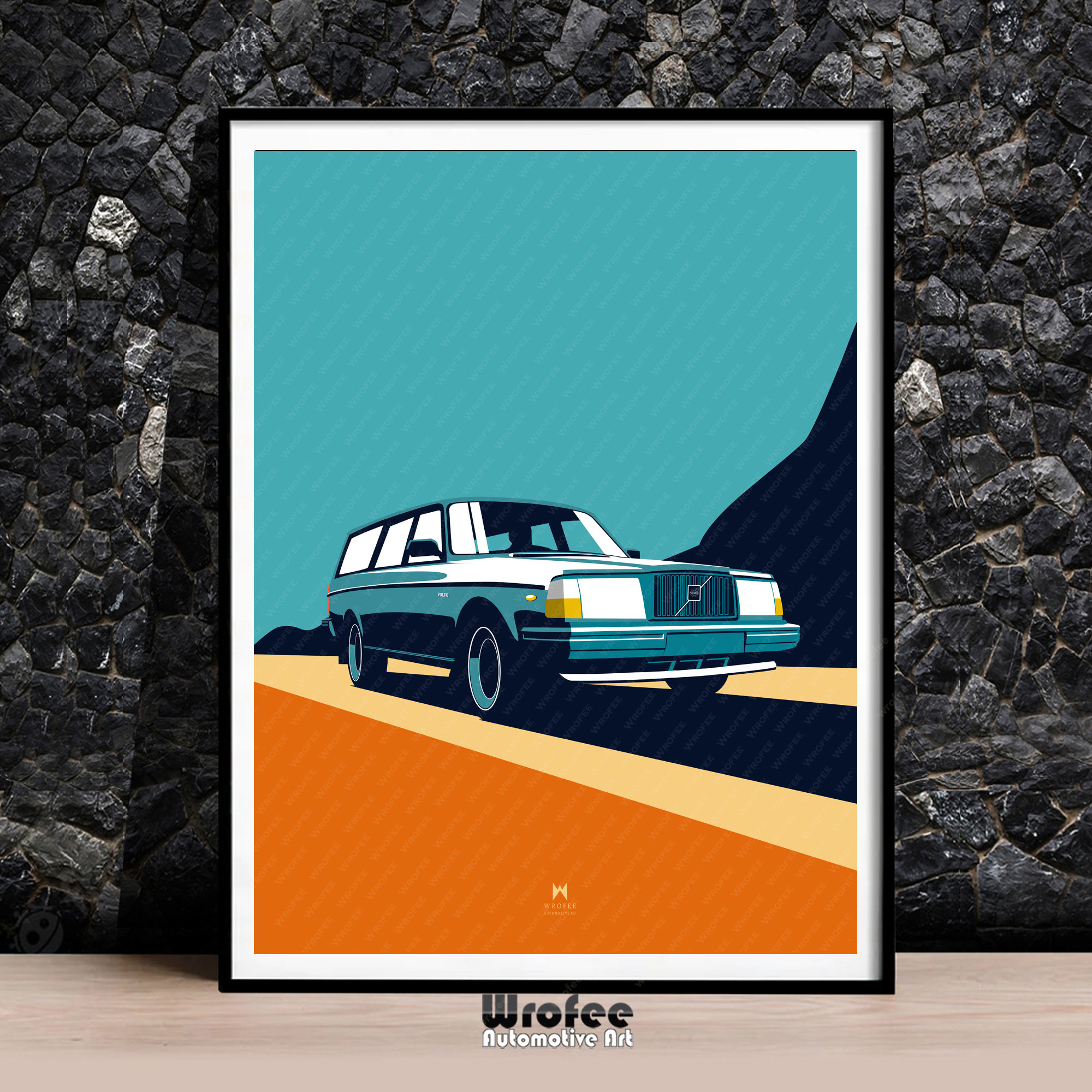 Volvo 245 Turbo Vintage Car Poster, Retro Wagon Print, Car Wall Decor ...