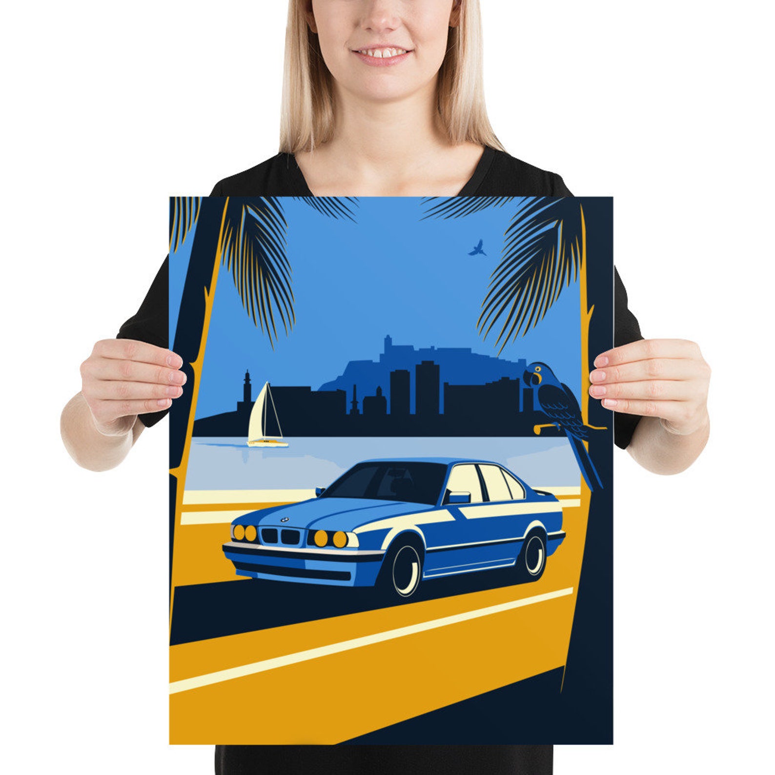 BMW M5 E34 Vintage Car Poster, Retro Car Print, Car Wall Decor, Car ...