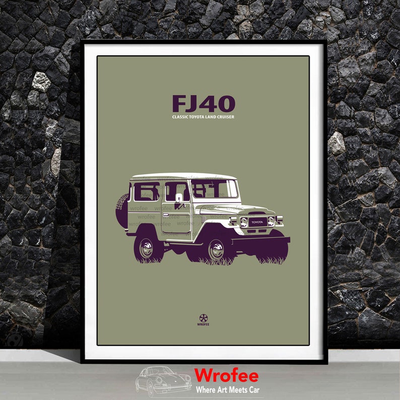 Land Cruiser FJ40 Vintage Suv Poster, Retro off Road Wall Art Decor ...