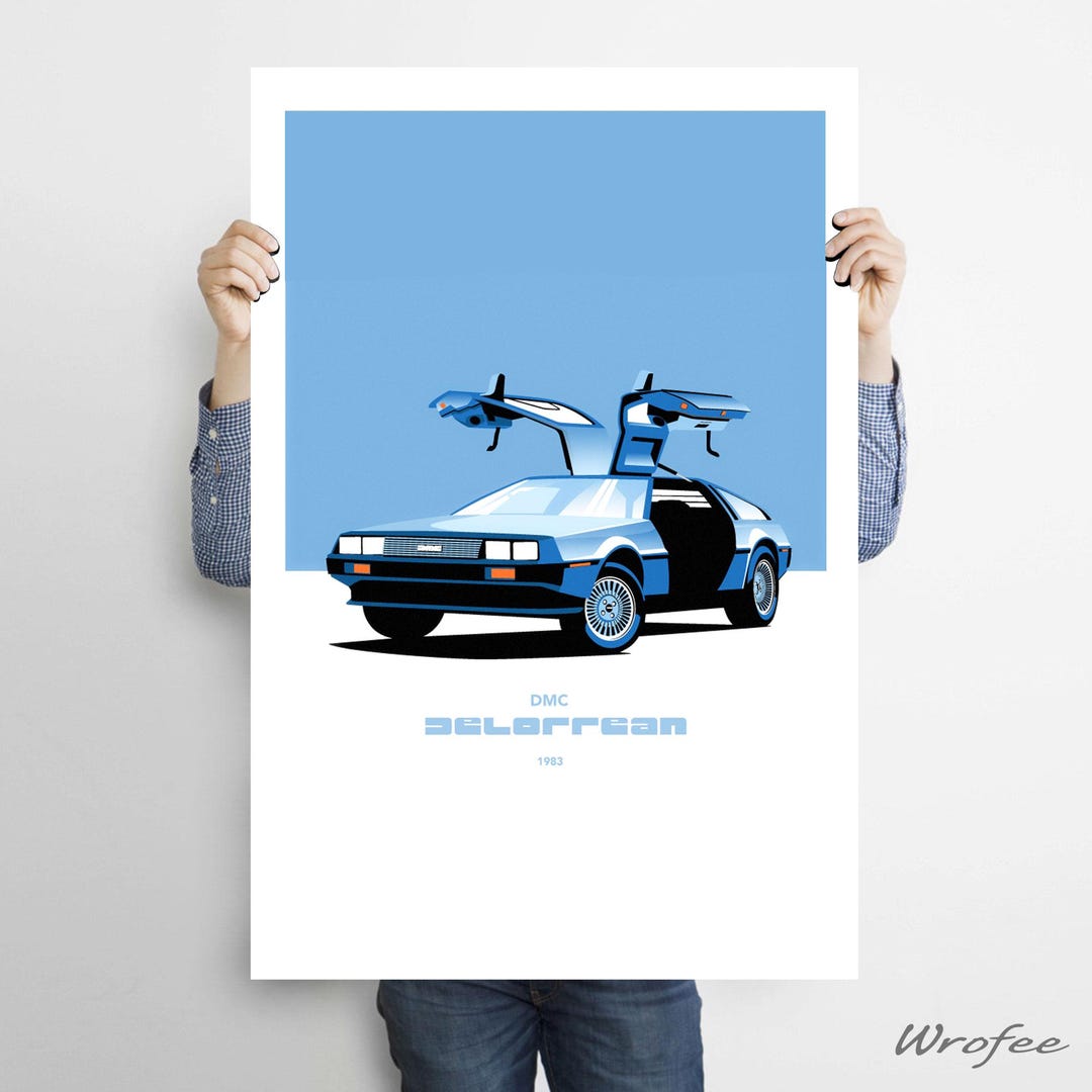 Back to the Future Delorean Poster, Movie Car Wall Art Decor ...