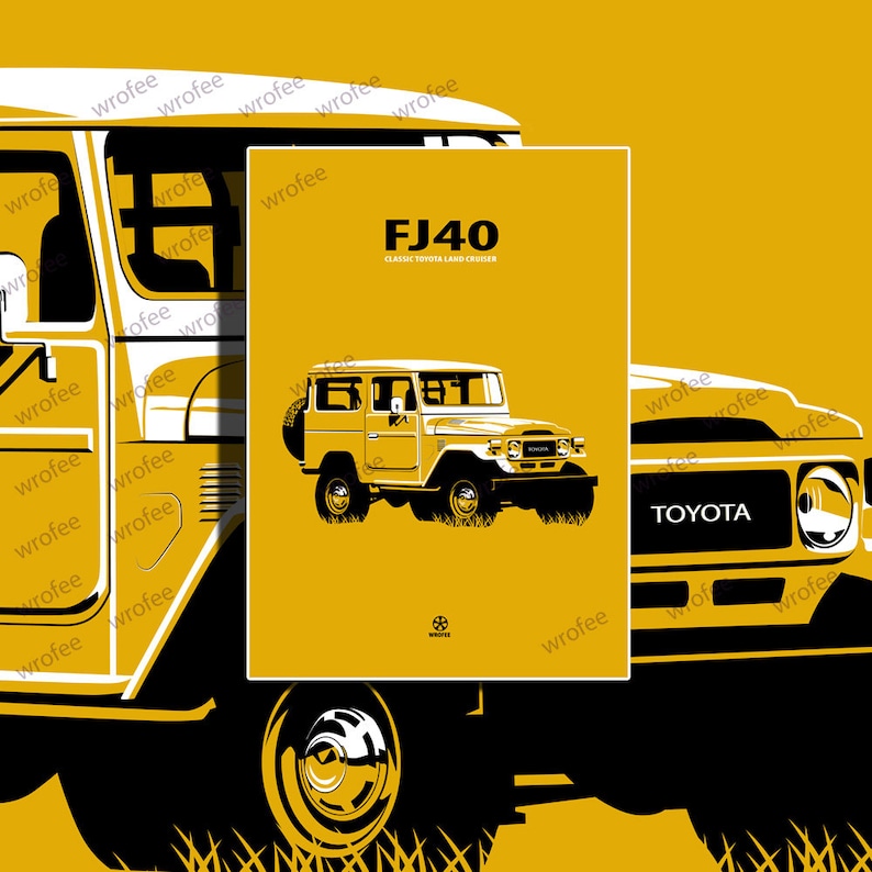 Land Cruiser FJ40 Vintage Suv Poster, Retro off Road Wall Art Decor ...