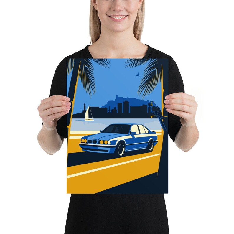 BMW M5 E34 Vintage Car Poster, Retro Car Print, Car Wall Decor, Car ...