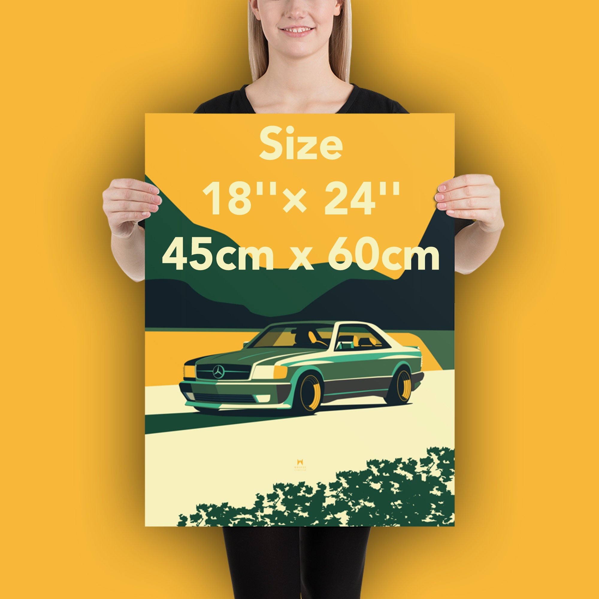 Mercedes 560 SEC W126, Vintage Car Poster, Oldschool Classic Retro ...