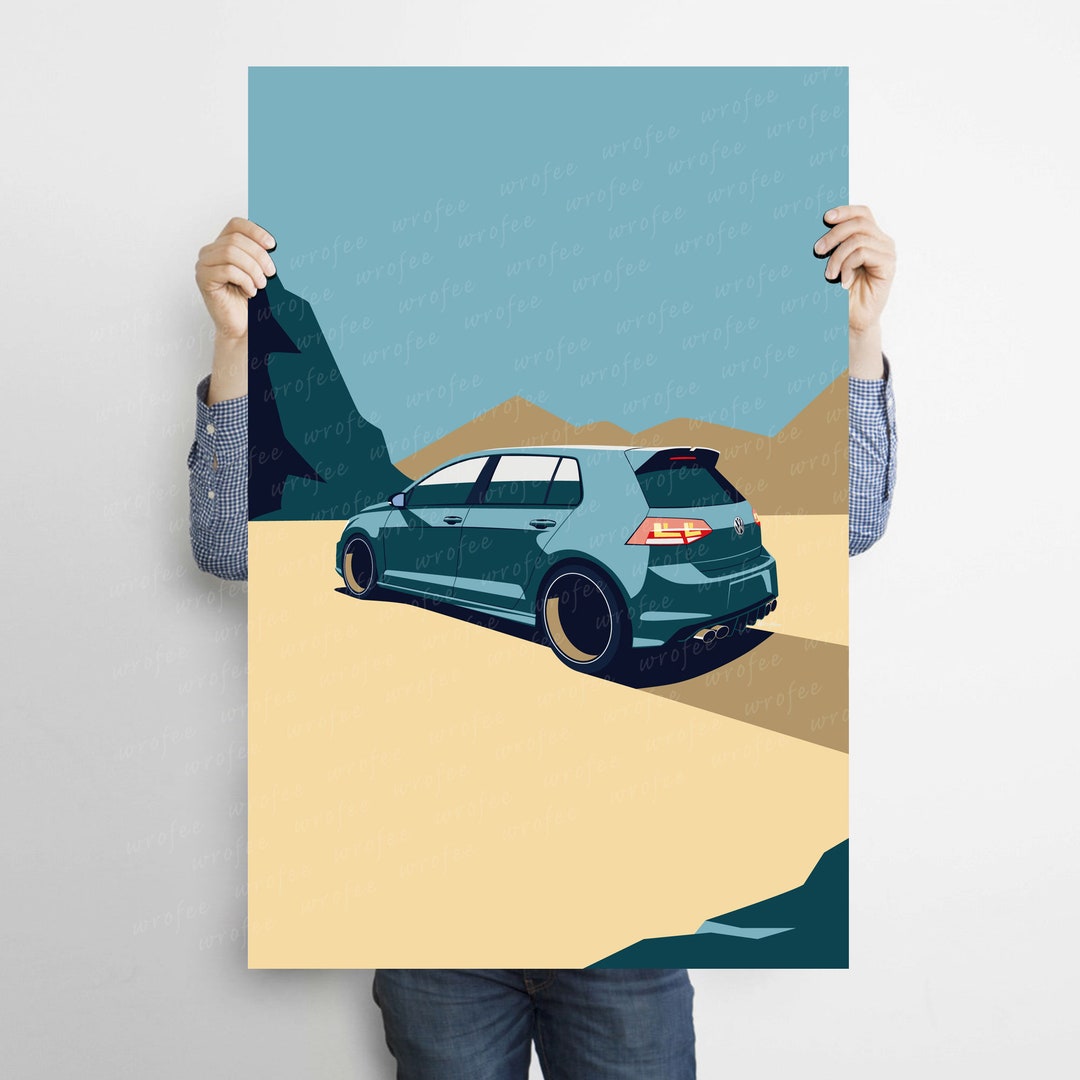 Golf 7 Car Print, Wall Art Decor Poster, Handcrafted by Wrofee - Etsy