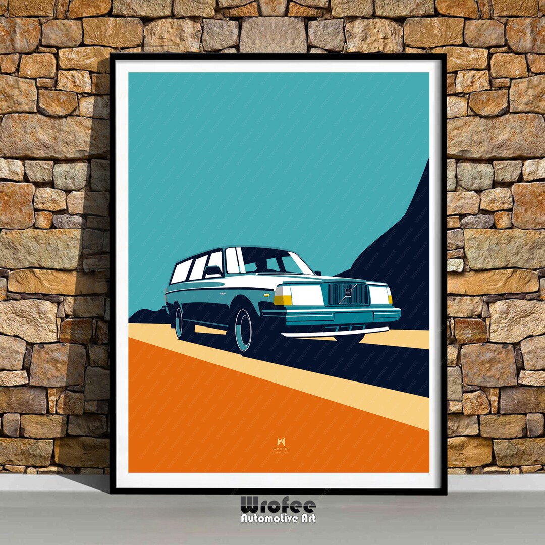 Volvo 245 Turbo Vintage Car Poster, Retro Wagon Print, Car Wall Decor ...