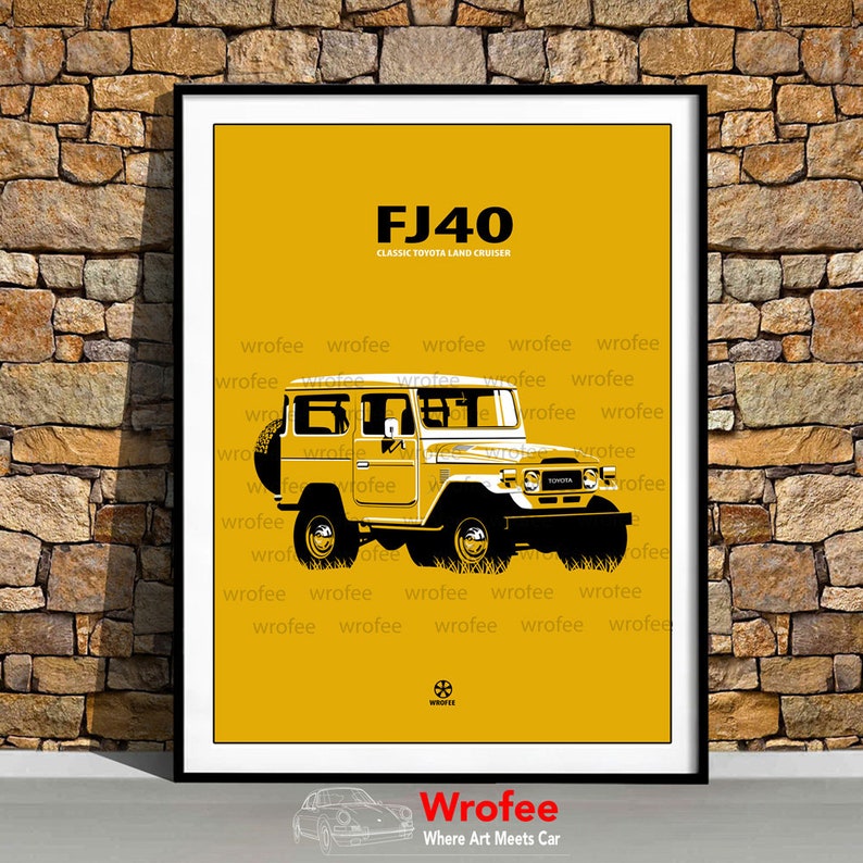 Land Cruiser FJ40 Vintage Suv Poster, Retro off Road Wall Art Decor ...