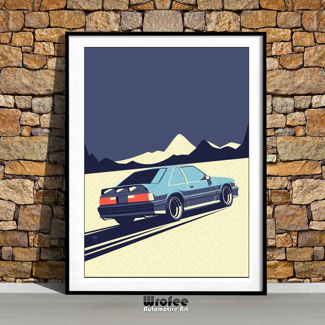 Ford Mustang Cobra, Vintage Car Poster, Retro Car Print, American ...