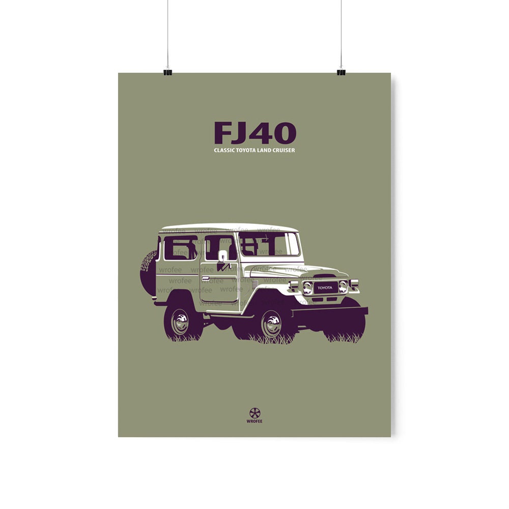 Land Cruiser FJ40 Vintage Suv Poster, Retro off Road Wall Art Decor ...