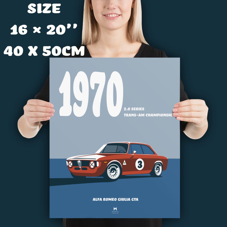 Alfa Romeo Giulia GTA Vintage Car Poster Retro Racing Wall - Etsy