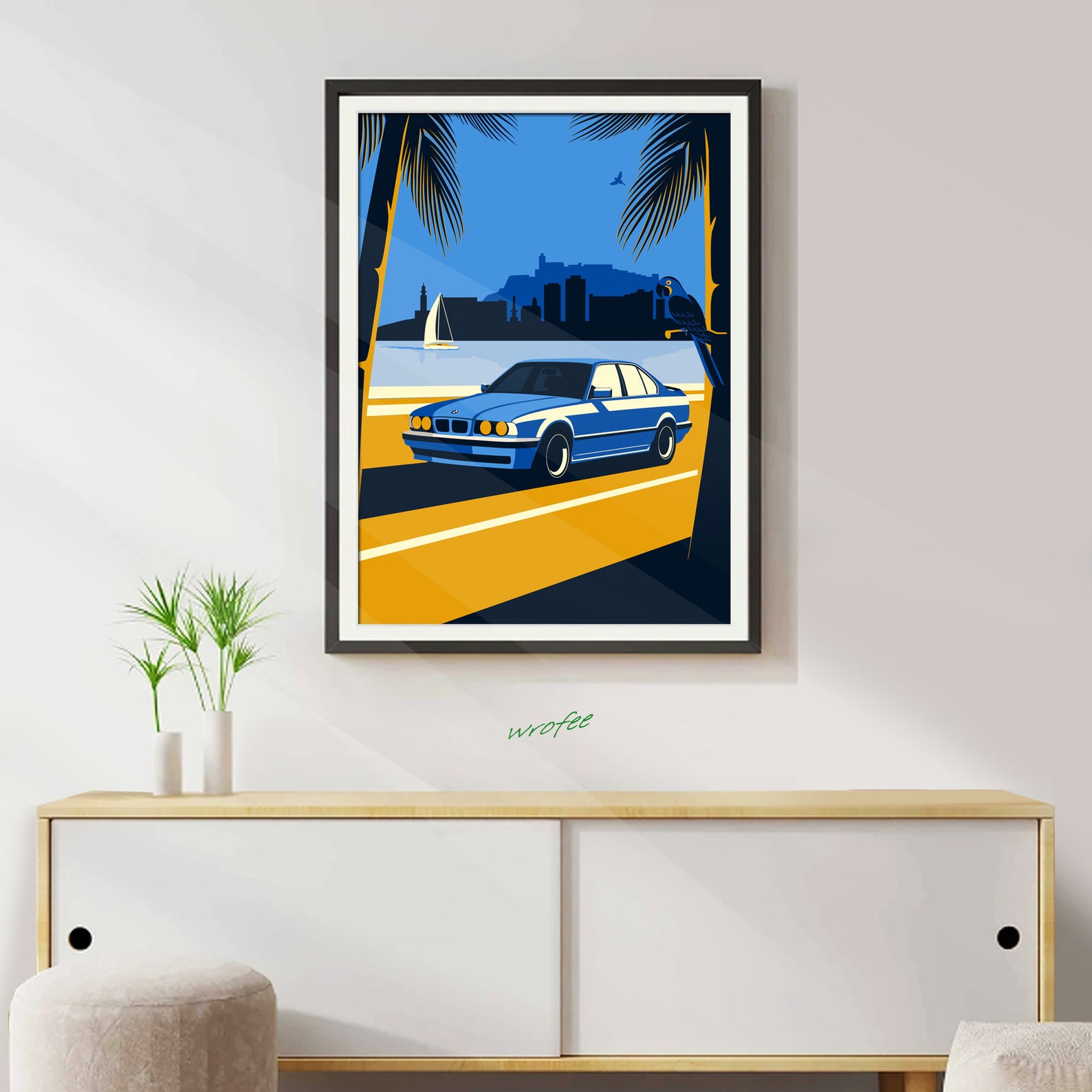 BMW M5 E34 Vintage Car Poster, Retro Car Print, Car Wall Decor, Car ...