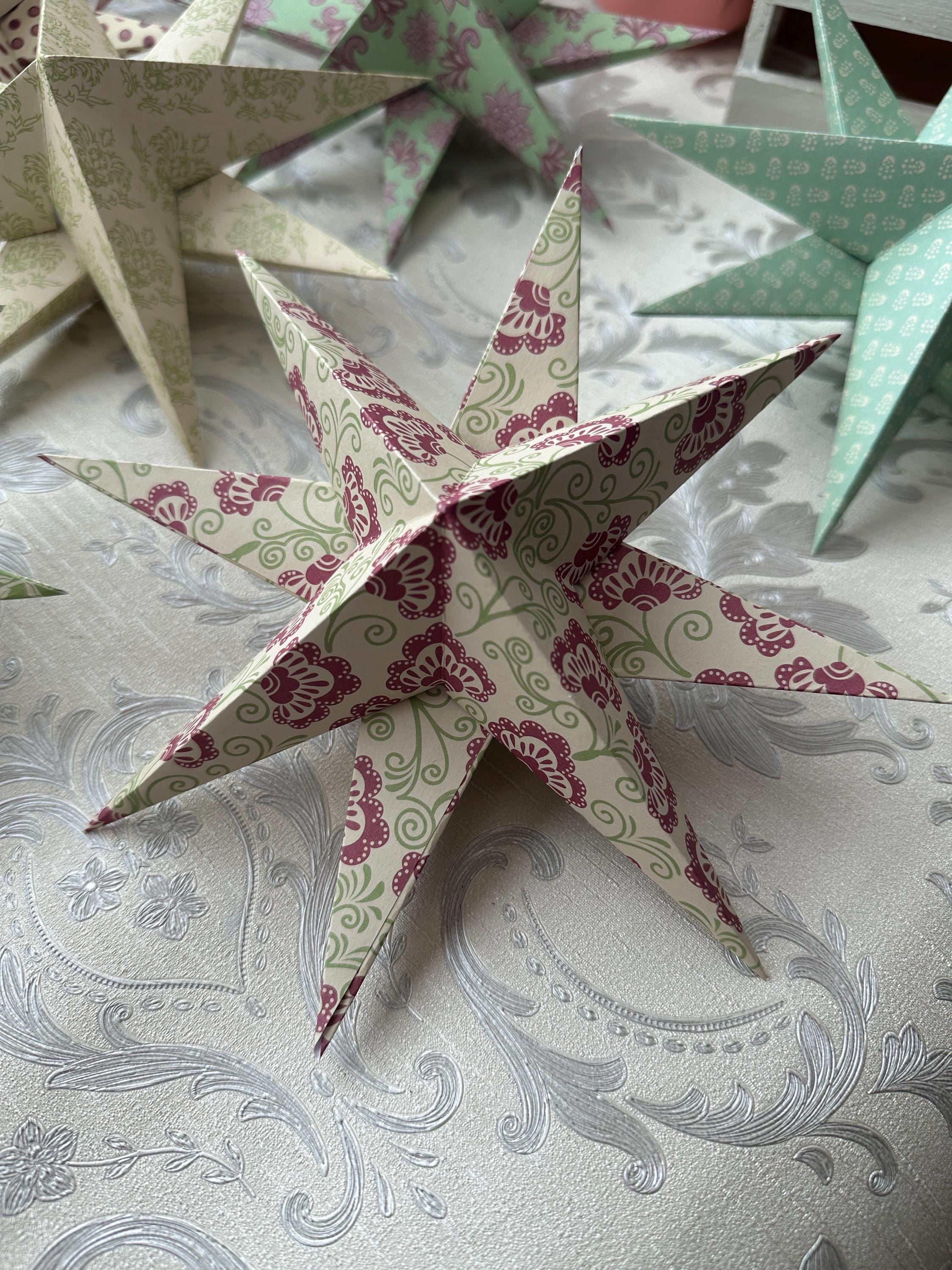 Paper Stars Hanging Christmas Decoration: 3D Origami Stars (21cm) - Etsy