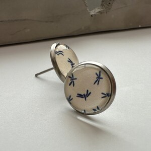 Blue Floral Stud Earrings: Japanese Style Set of 3 (12mm) - Etsy