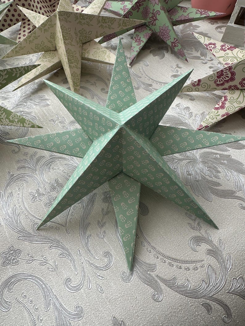 Paper Stars Hanging Christmas Decoration: 3D Origami Stars (21cm) - Etsy
