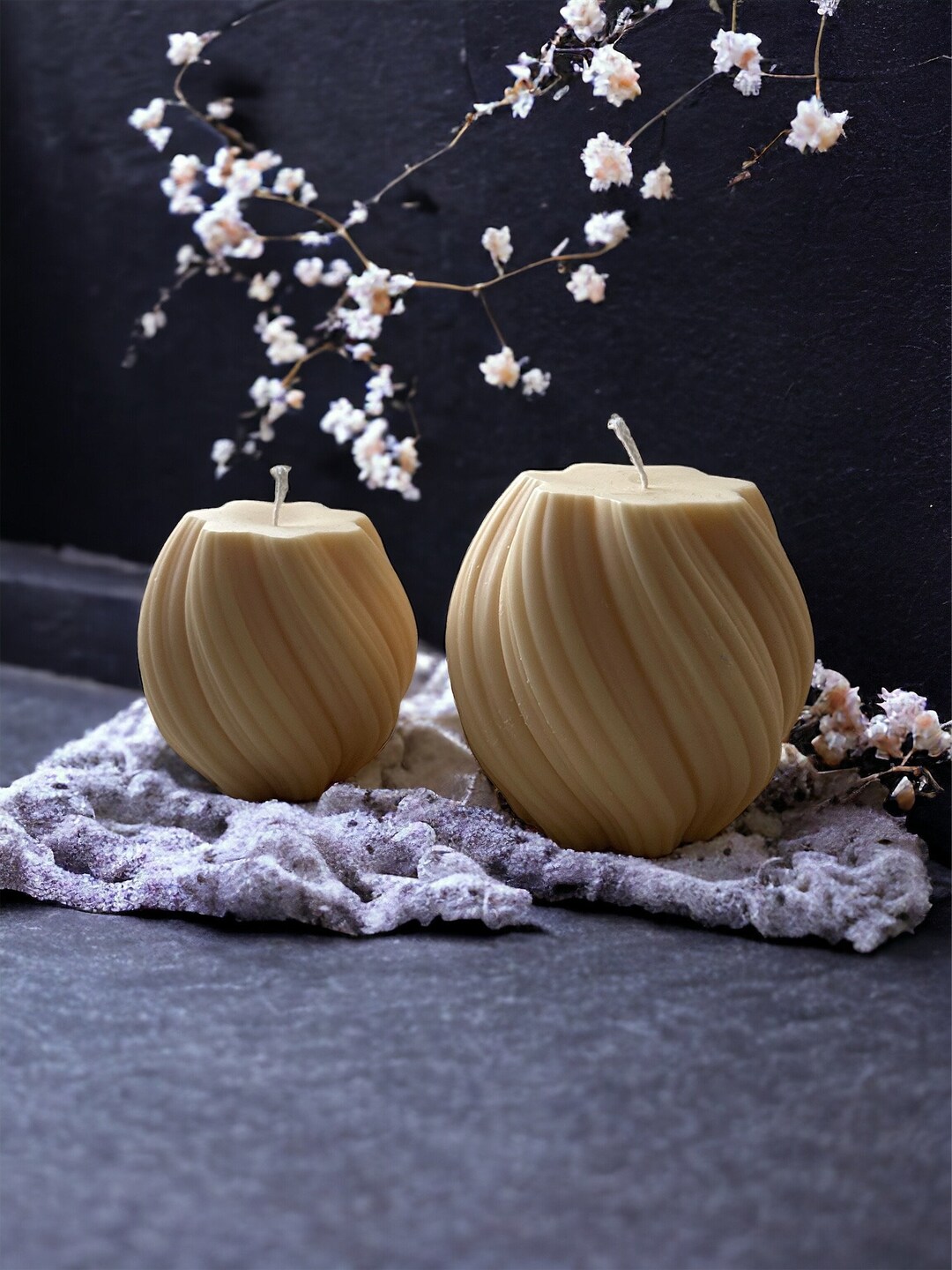 Twisted Ribbed Candle | Swirl Candle | Home Decor | Decorative Natural ...