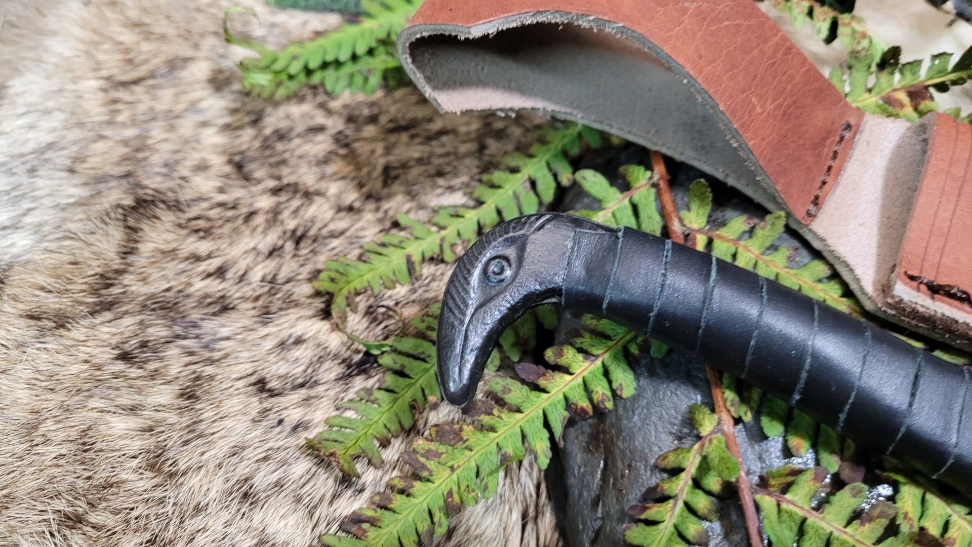 Knife Approx. 27 Cm Including Leather Handle Raven Pommel and - Etsy