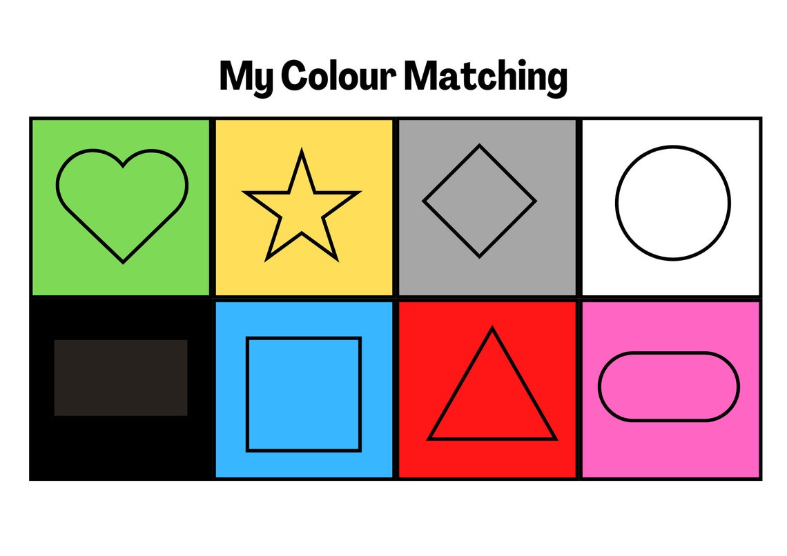 Colored Shape Matching Activity Digital Download - Etsy
