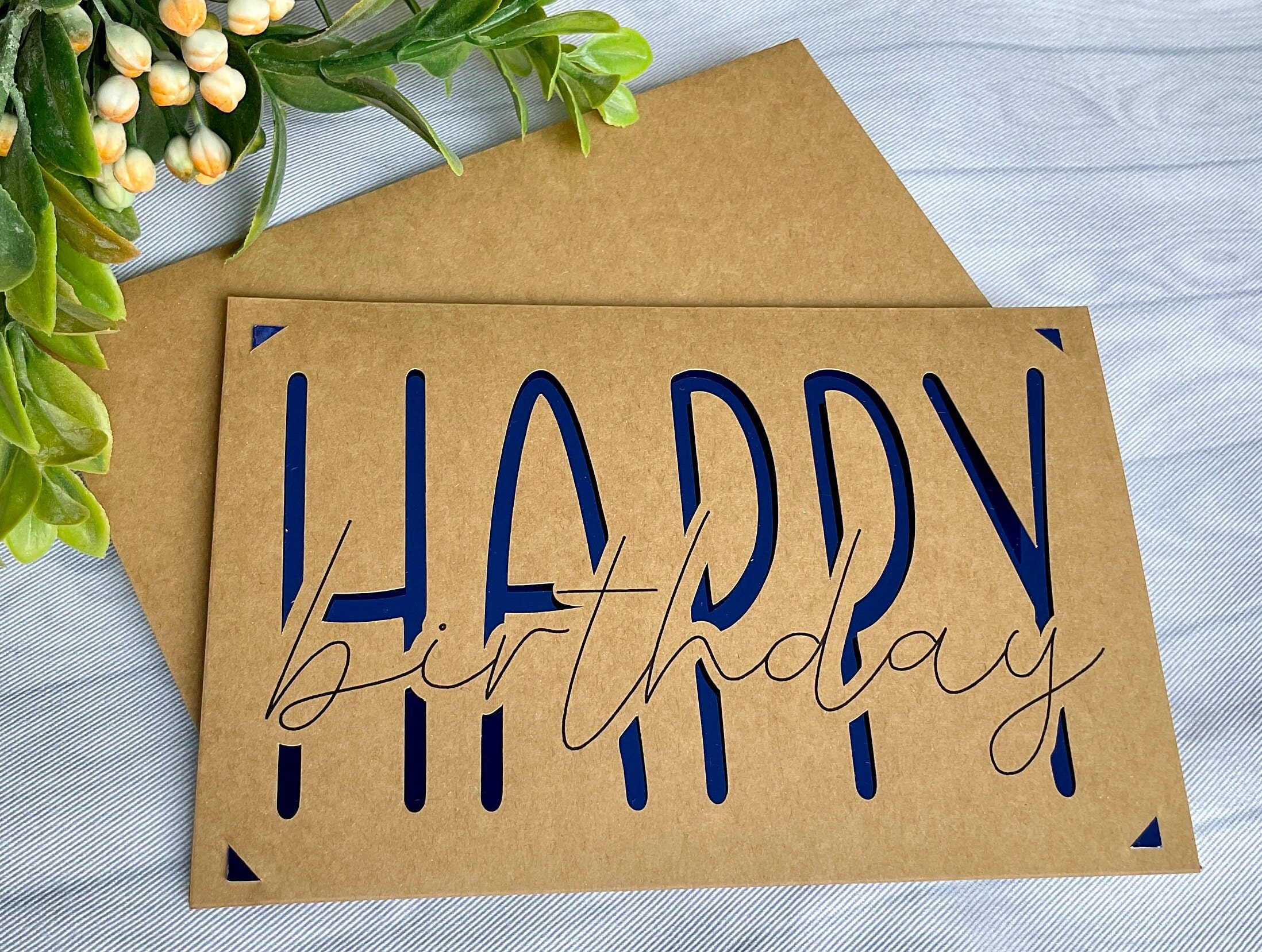Birthday Card A6 Folding Cards With Envelope Kraft Paper Singleline ...