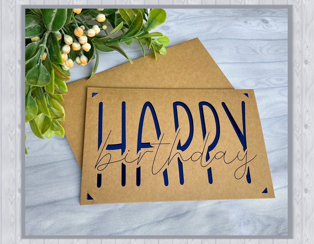 Birthday Card A6 Folding Cards With Envelope Kraft Paper Singleline ...