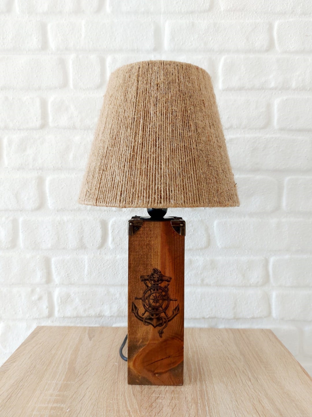 RETRONOW Old Marin, Table Lamp, Bedside Lamp, Wooden Lamp, Decorative ...
