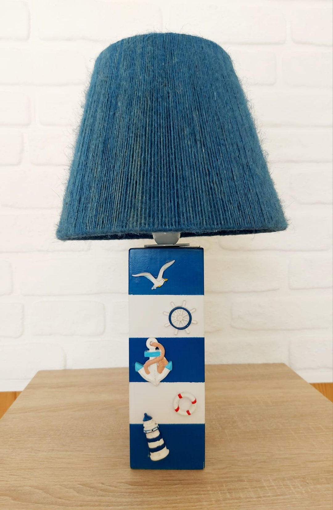 RETRO NOW Blue Marin, Table Lamp, Bedside Lamp, Wooden Lamp, Decorative ...