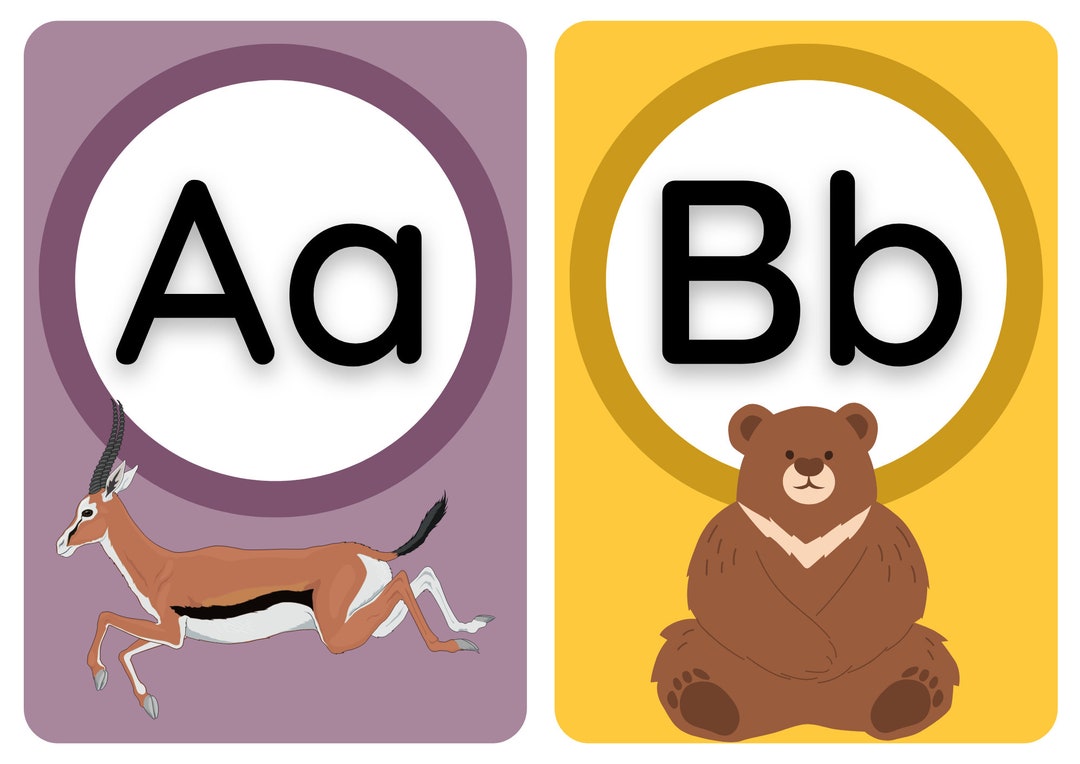 Cute Animal Alphabet Flashcards Cute Way to Teach (Download Now) - Etsy