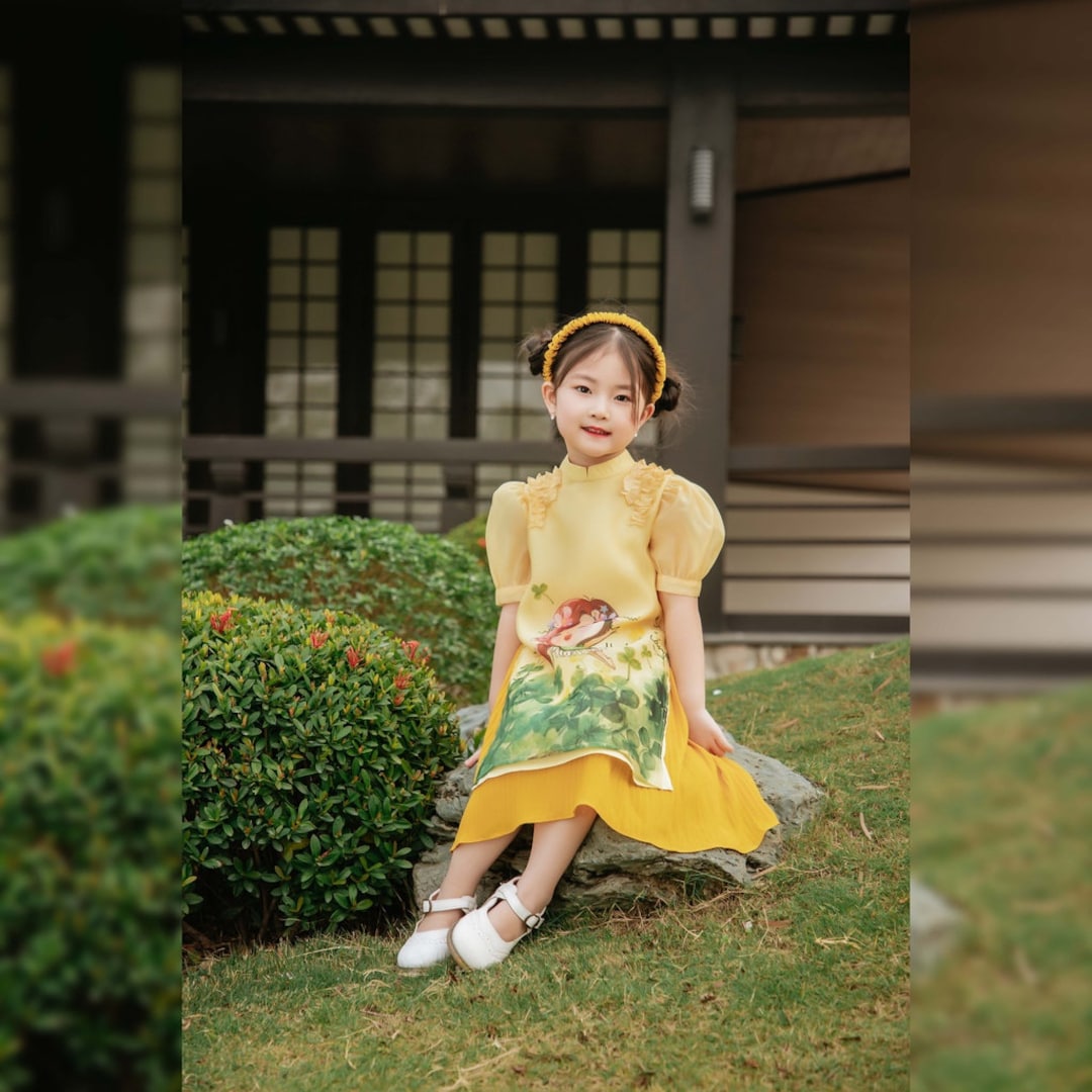 Pre-made Ao Dai Viet Nam Ao Dai for Girls ILABY With Funny Motifs ...