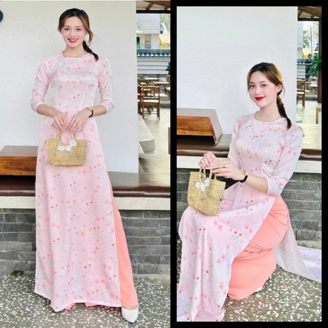 Brocade Ao Dai, Brocade Dress, Pre-make Vietnamese Traditional Ao Dai ...