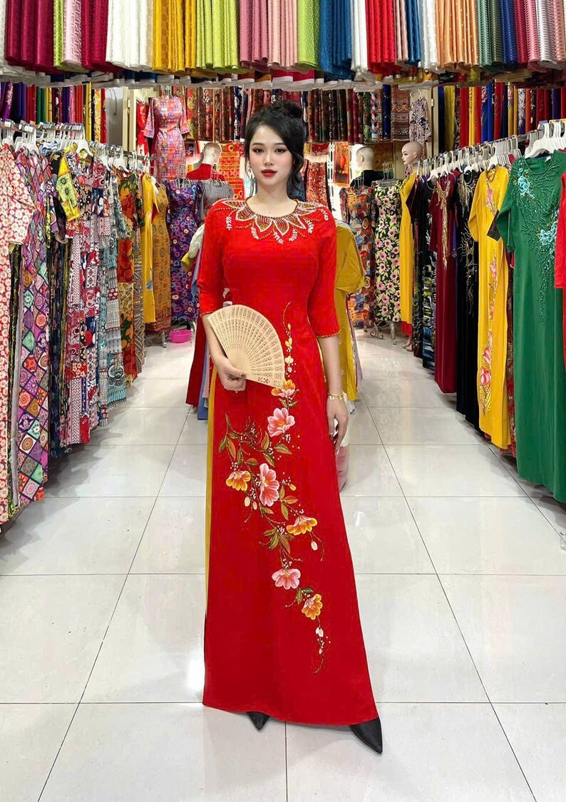 Pre-made Ao Dai Viet Nam Set of Hand-painted Ao Dai Model - Etsy