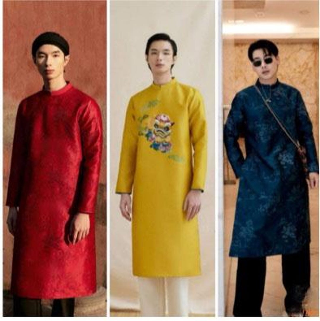 Men's Ao Dai, Tapta Fabric, Pre-make Vietnamese Traditional Ao Dai With ...