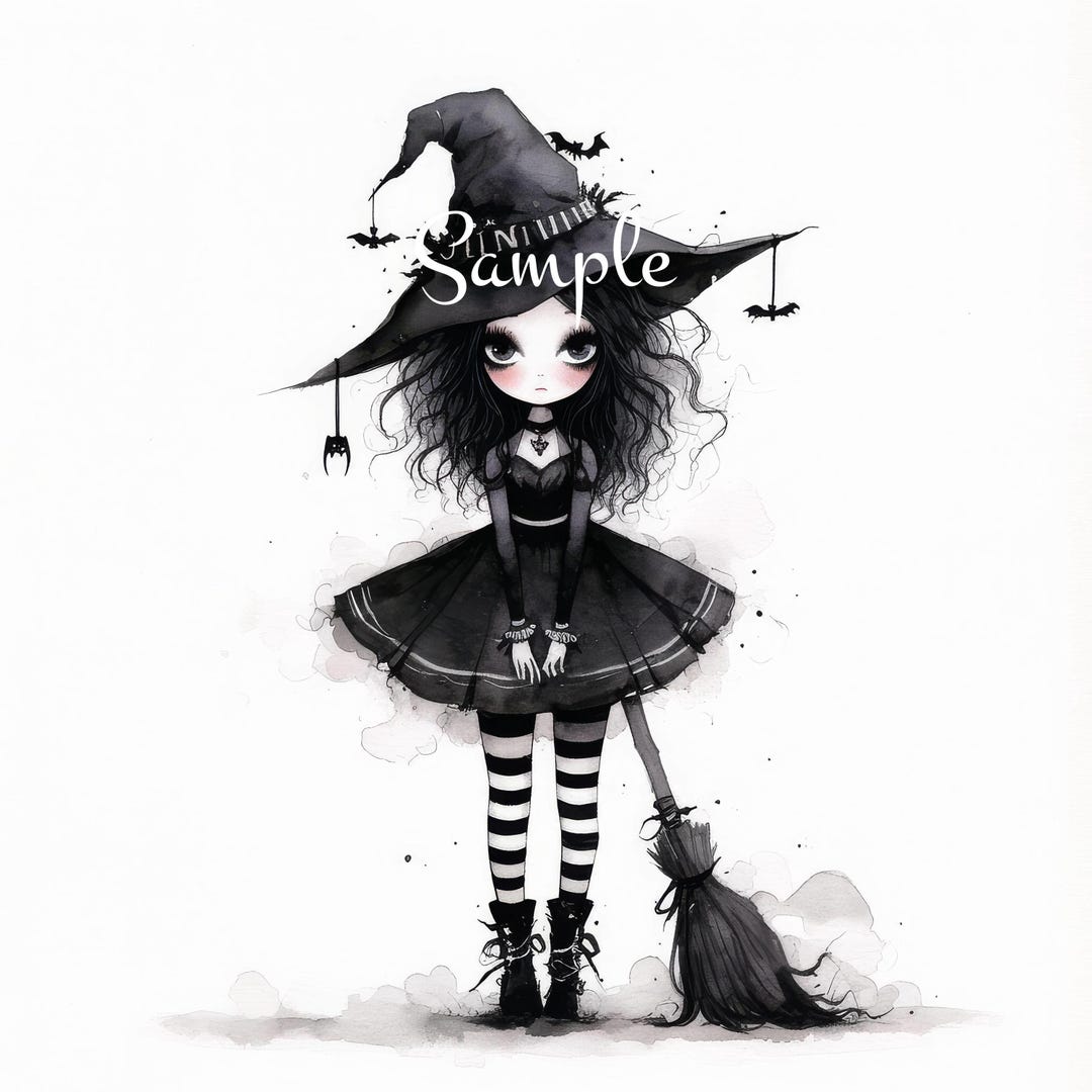 Goth Witch Fabric Art Quilt Block: Halloween Cotton Panel (6" X 7") - Etsy