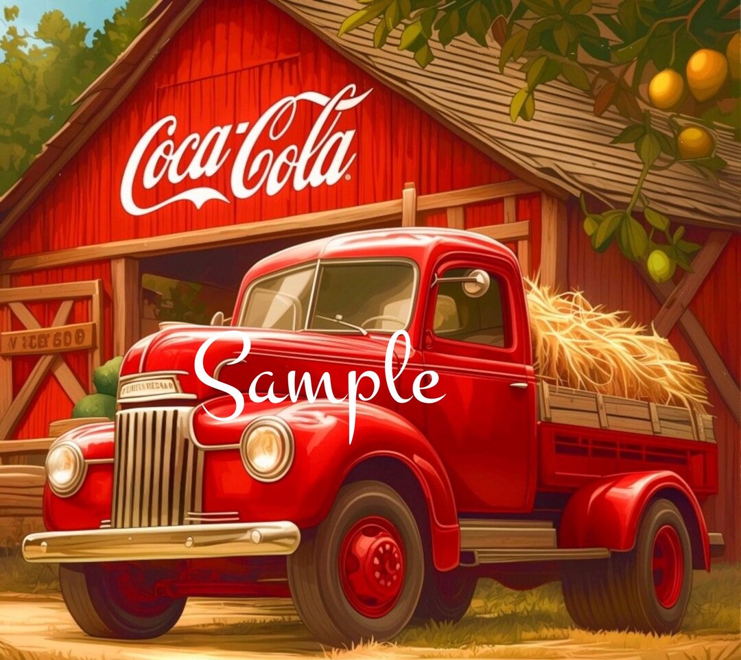 Fabric Art Quilt Block/panel - Rustic Coca-cola Pick-up - Coke- Cotton ...