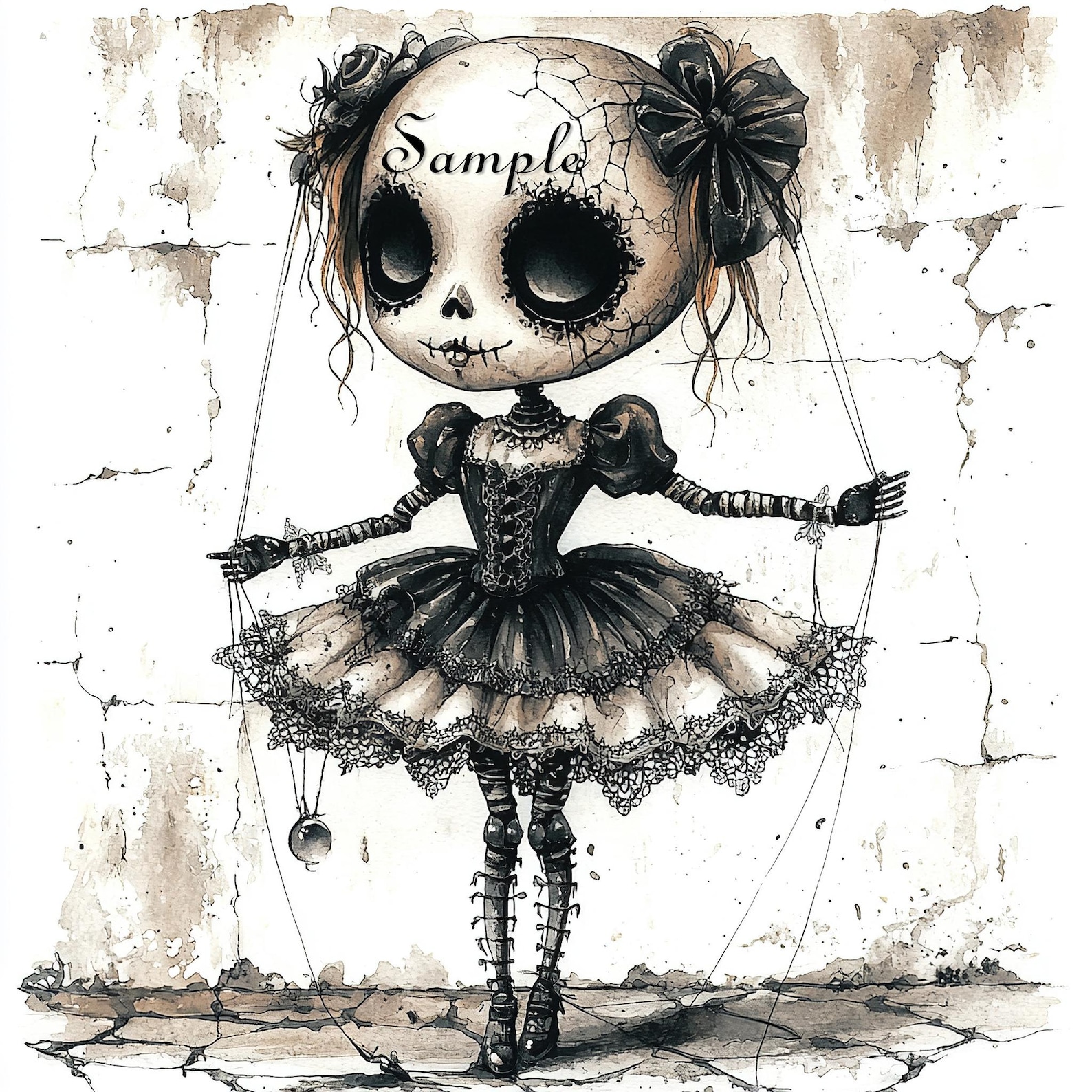 Creepy Gothic Dolls Fabric Art Quilt Blocks - Halloween Horror - Lot of ...