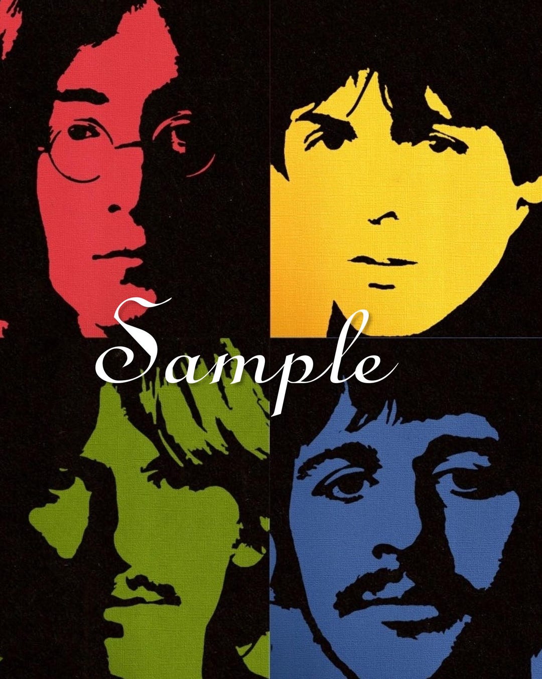 Fabric Art Quilt Block - the Beatles Collage - Rock & Roll - Music ...