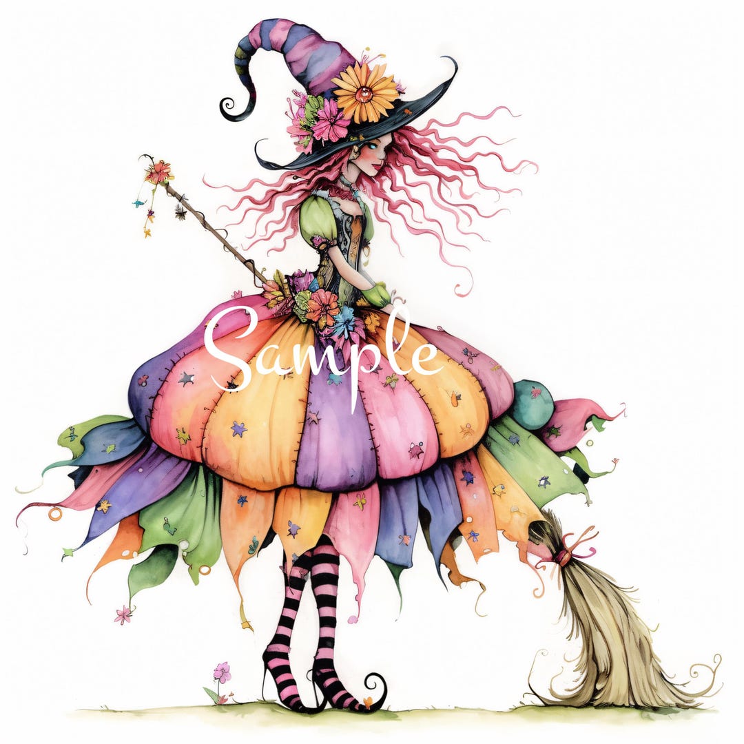 Fabric Art Quilt Block/panel - Quirky Witch - Halloween - Fantasy ...