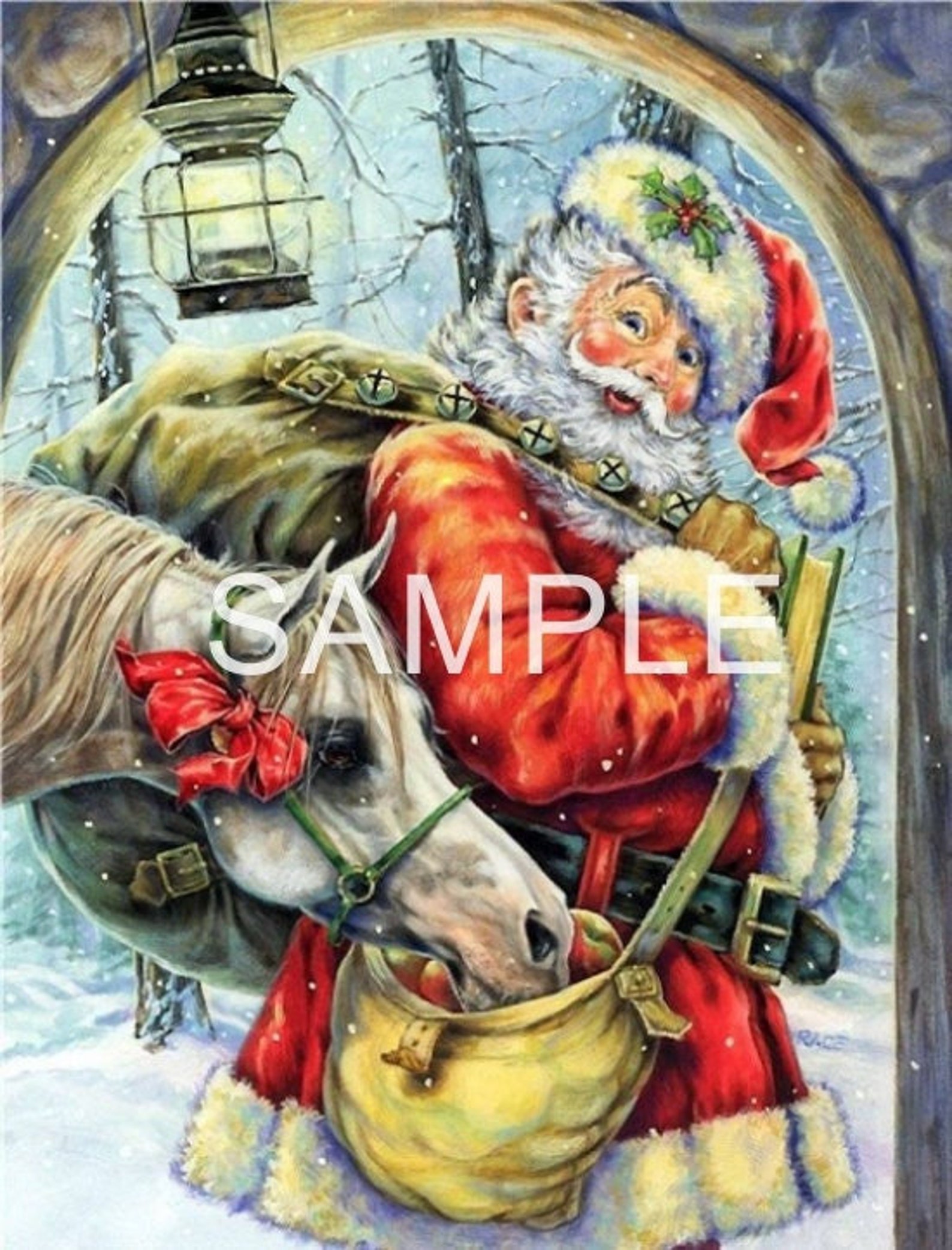 Cotton Fabric Quilt Block Santa Claus With Horse Cute - Etsy
