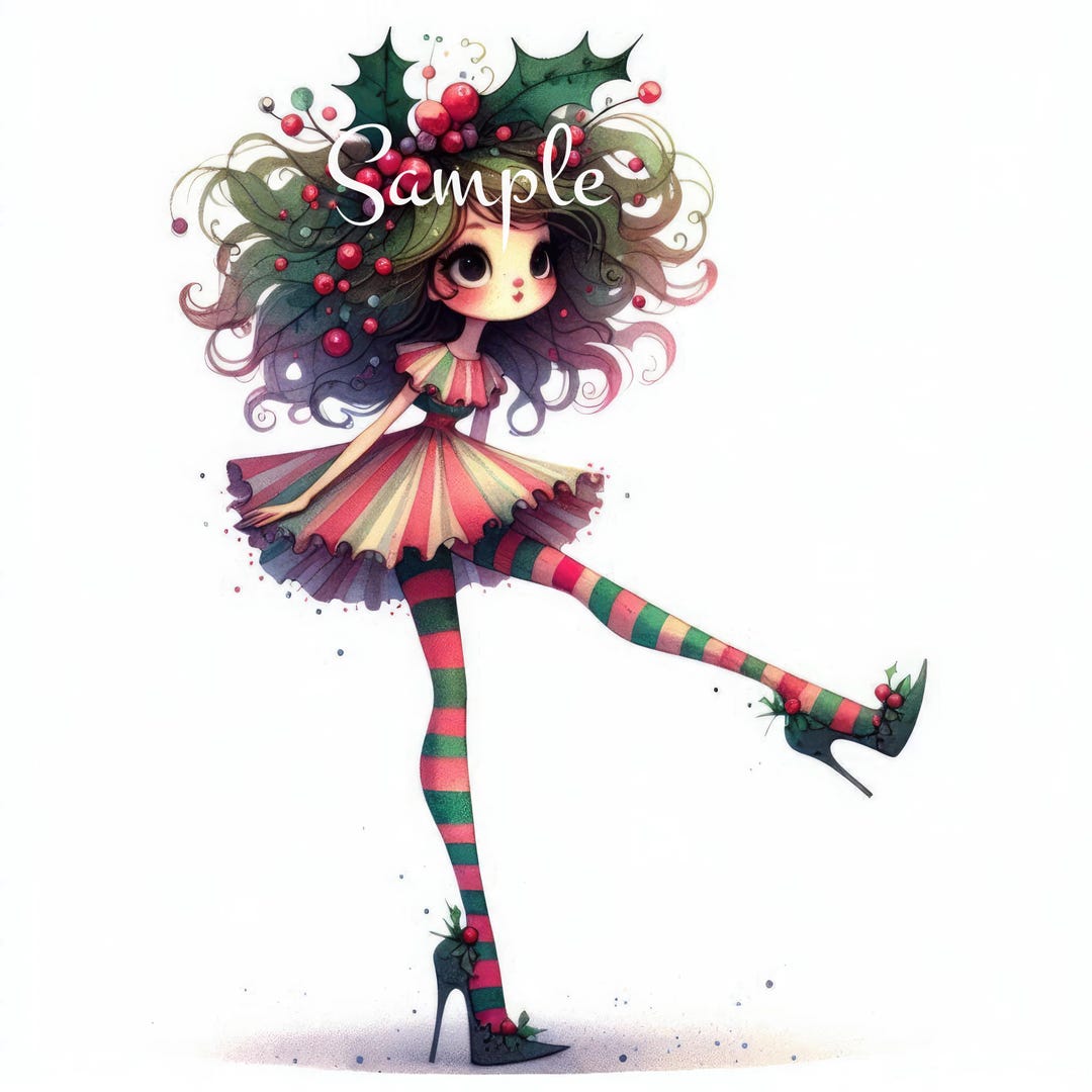 Fabric Quilt Block - Holly Girl - Quirky - Whimsical - Christmas - 100% ...